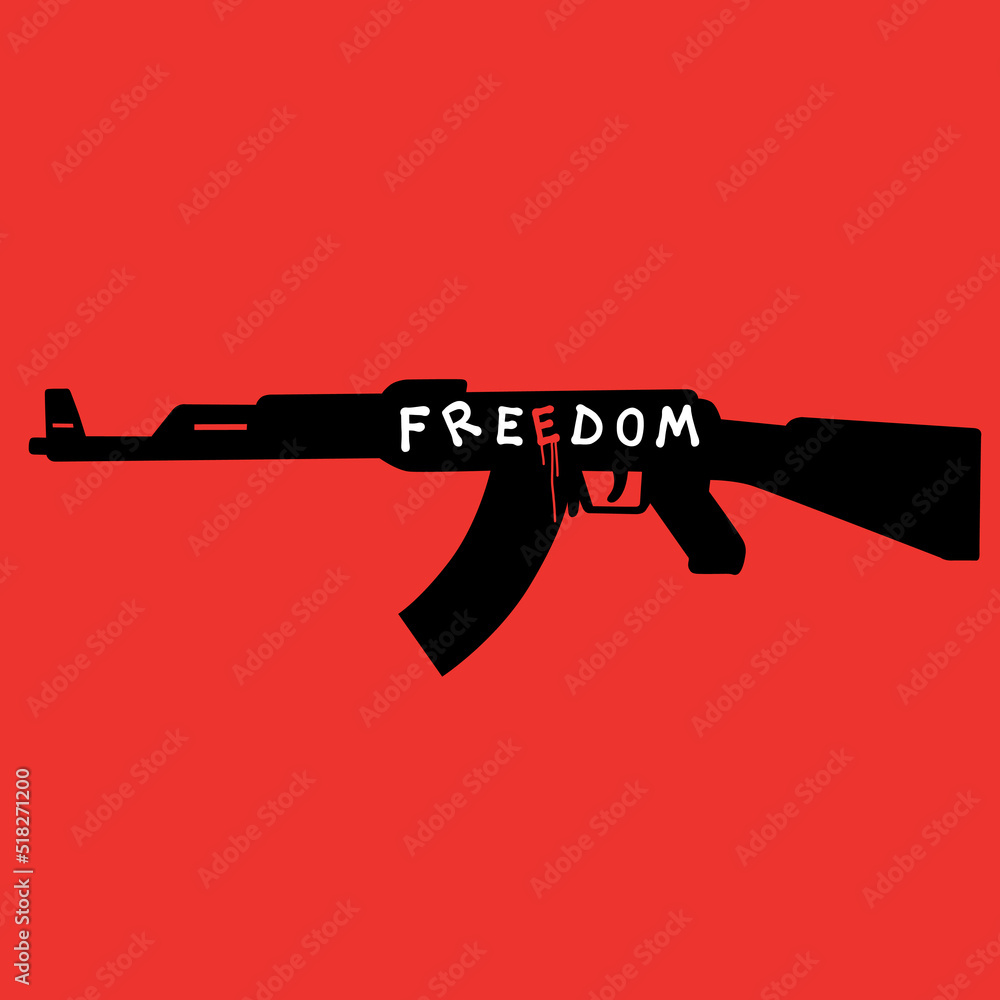 the inscription freedom is depicted on the weapon.vector illustration ...