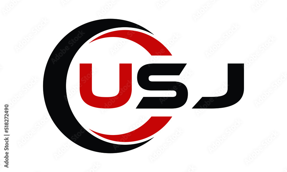 USJ swoosh three letter logo design vector template | monogram logo ...