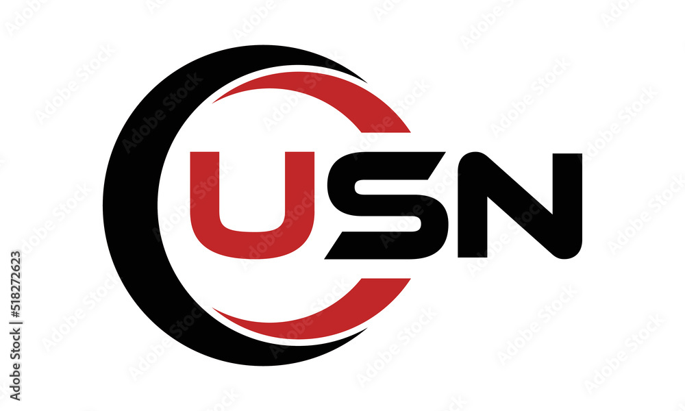 USN swoosh three letter logo design vector template | monogram logo ...