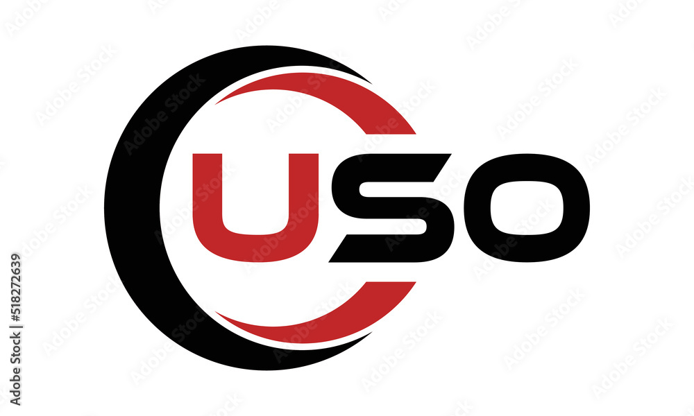 USO swoosh three letter logo design vector template | monogram logo ...