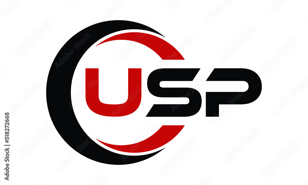 USP swoosh three letter logo design vector template | monogram logo ...