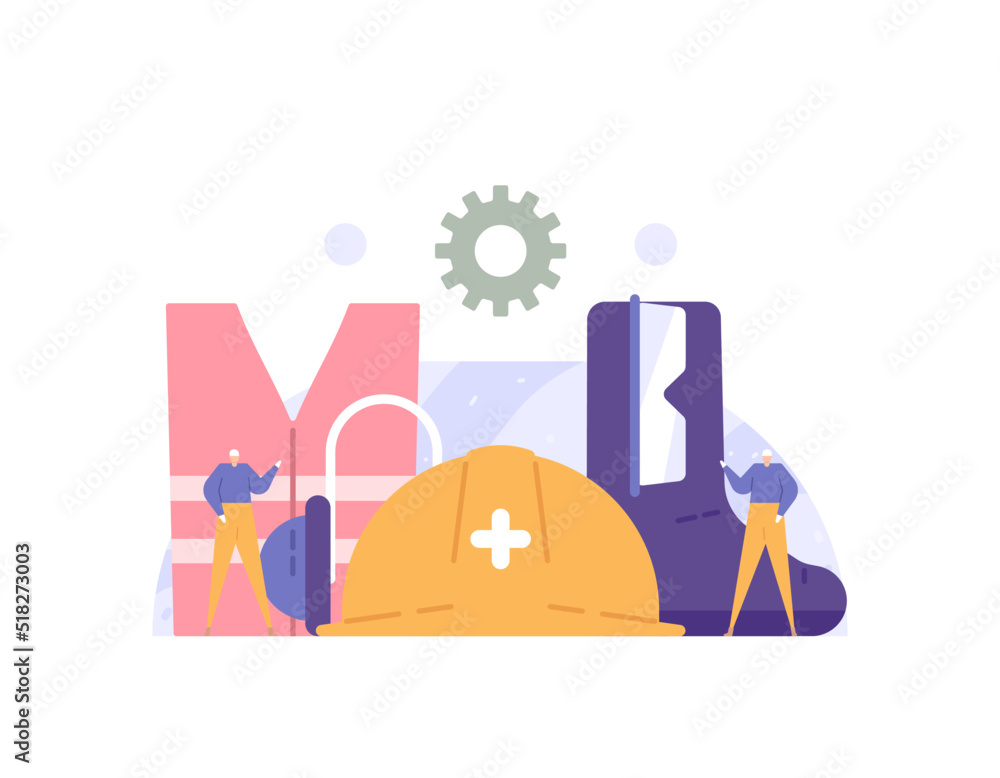 HSE or Health, Safety, and Environment. an industrial worker and ...