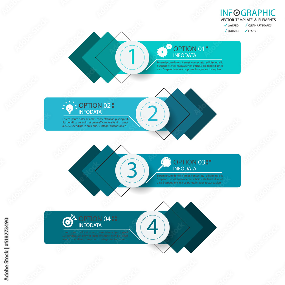 Vector abstract element infographics 4 step. Design for business ...