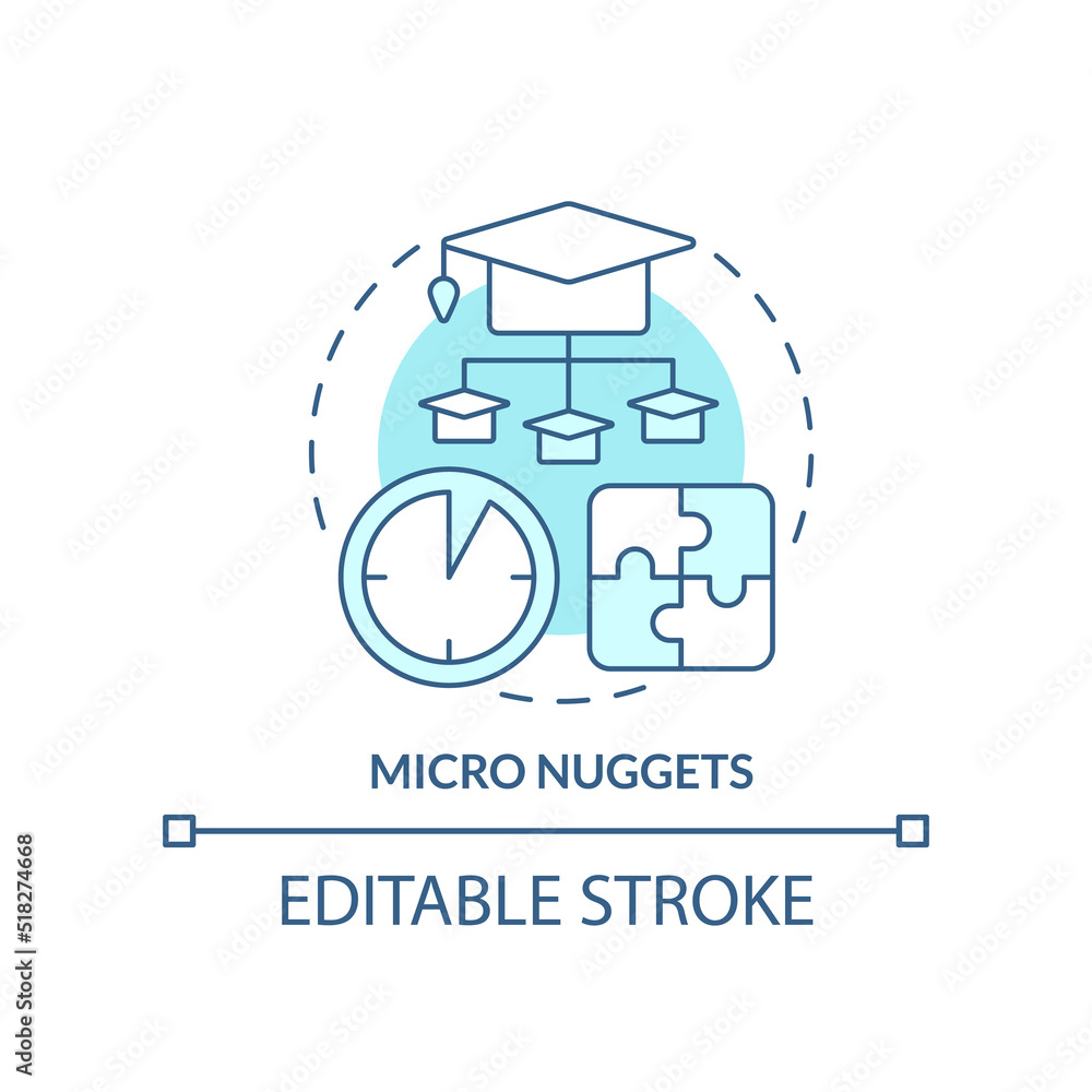 Micro nuggets turquoise concept icon. Microlearning example abstract idea thin line illustration ...