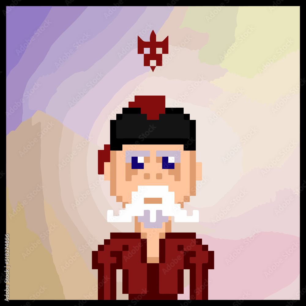 cartoon character in pixel vector art using a color filled background ...