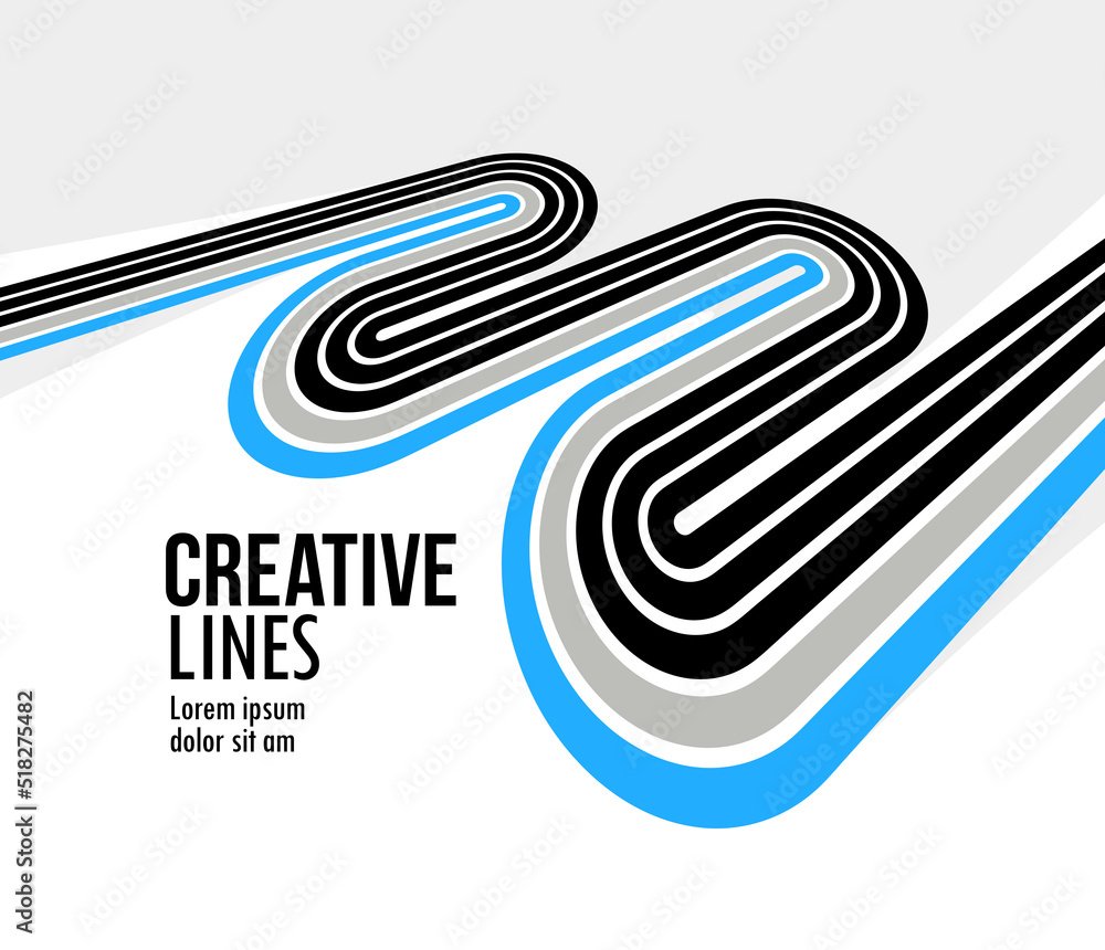 3D lines in motion vector abstract background, creative and dimensional ...