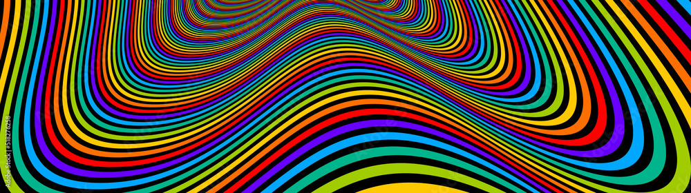 Psychedelic rainbow colored optical illusion lines vector insane art ...