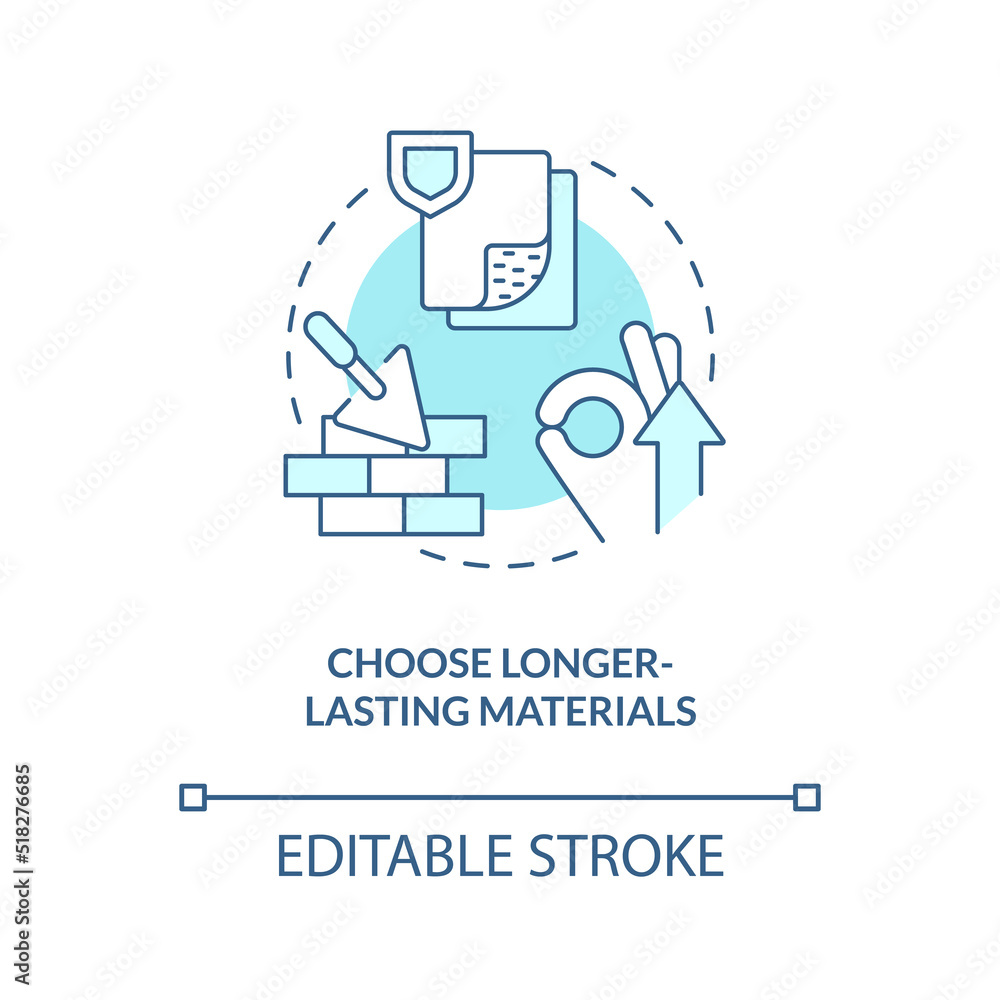 Choose longer lasting materials turquoise concept icon. Carbon ...