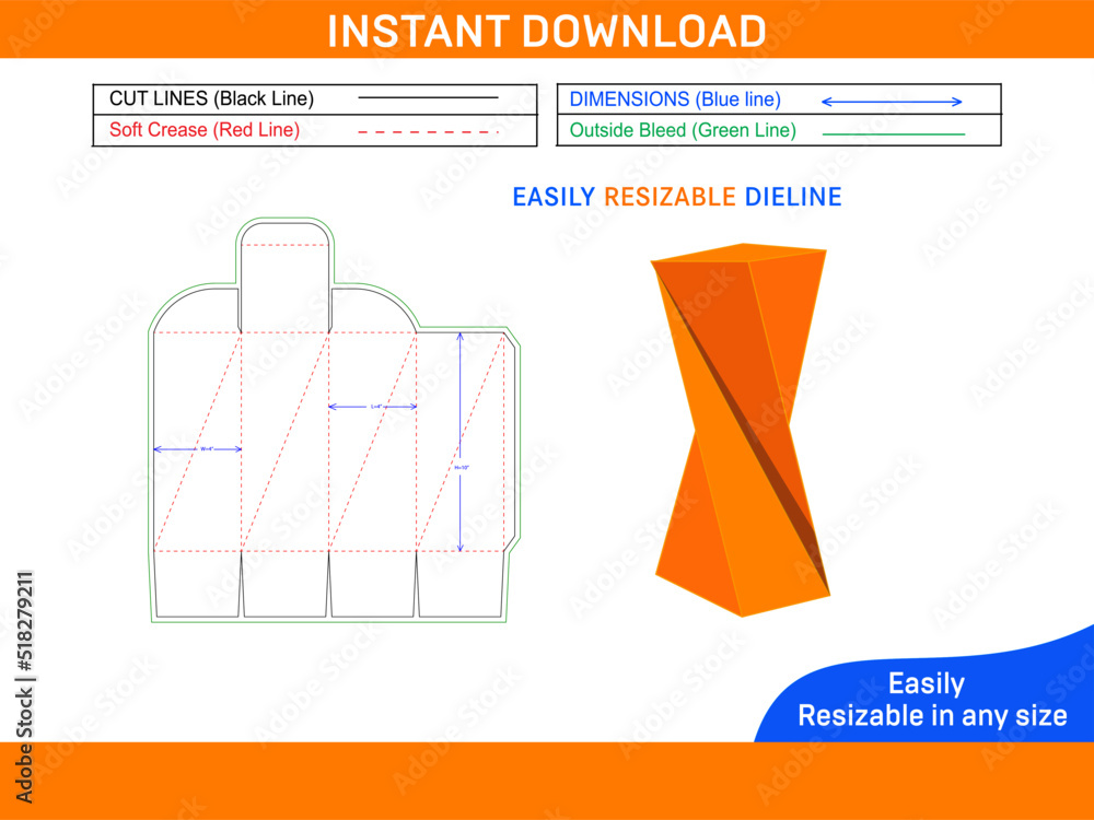 Unique gift box packaging dieline template and 3D box design Stock ...