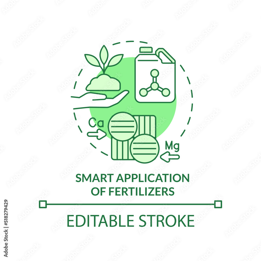 Smart application of fertilizers green concept icon. Increased crop ...