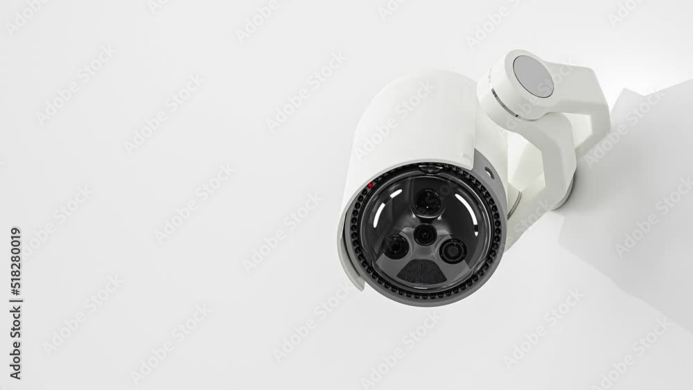 Futuristic security CCTV camera with Motion sensor. Scan the area for ...