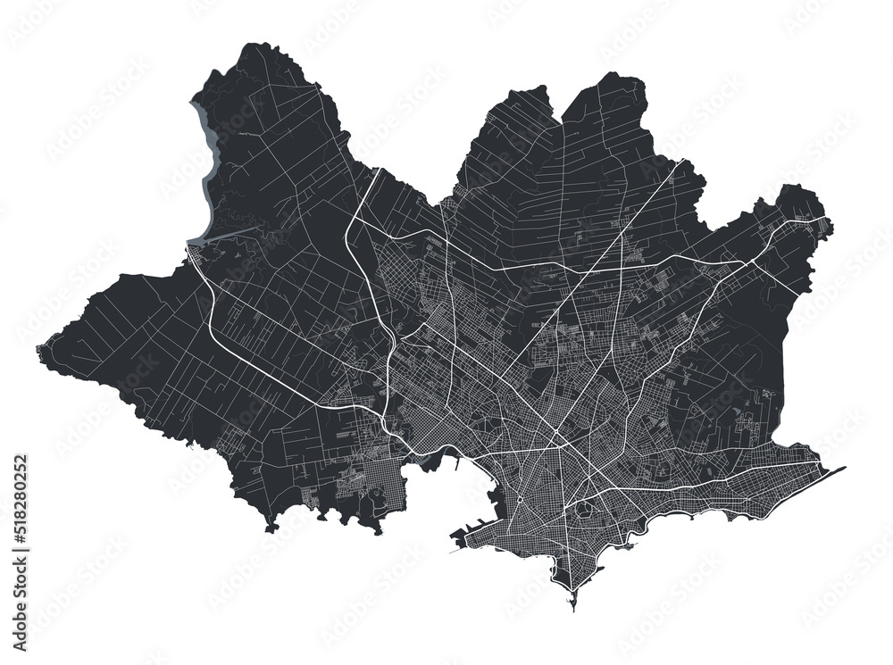 Montevideo vector map. Detailed black map of Montevideo city poster ...