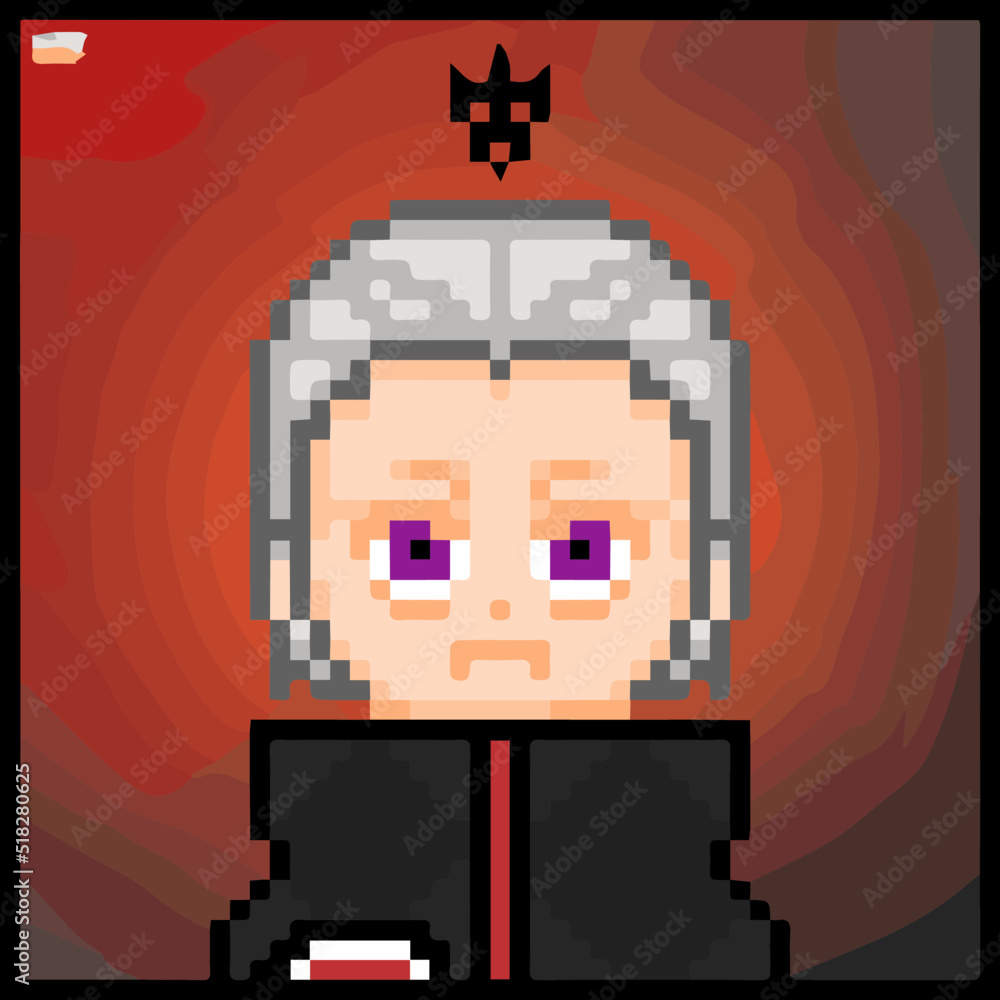 cartoon character in pixel vector art using a color filled background ...