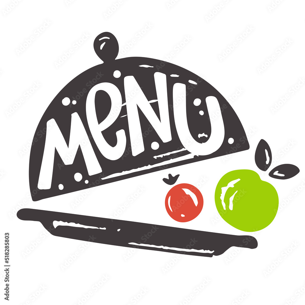 Kitchen utensils food elements. Lettering quote about cooking. Cloche ...