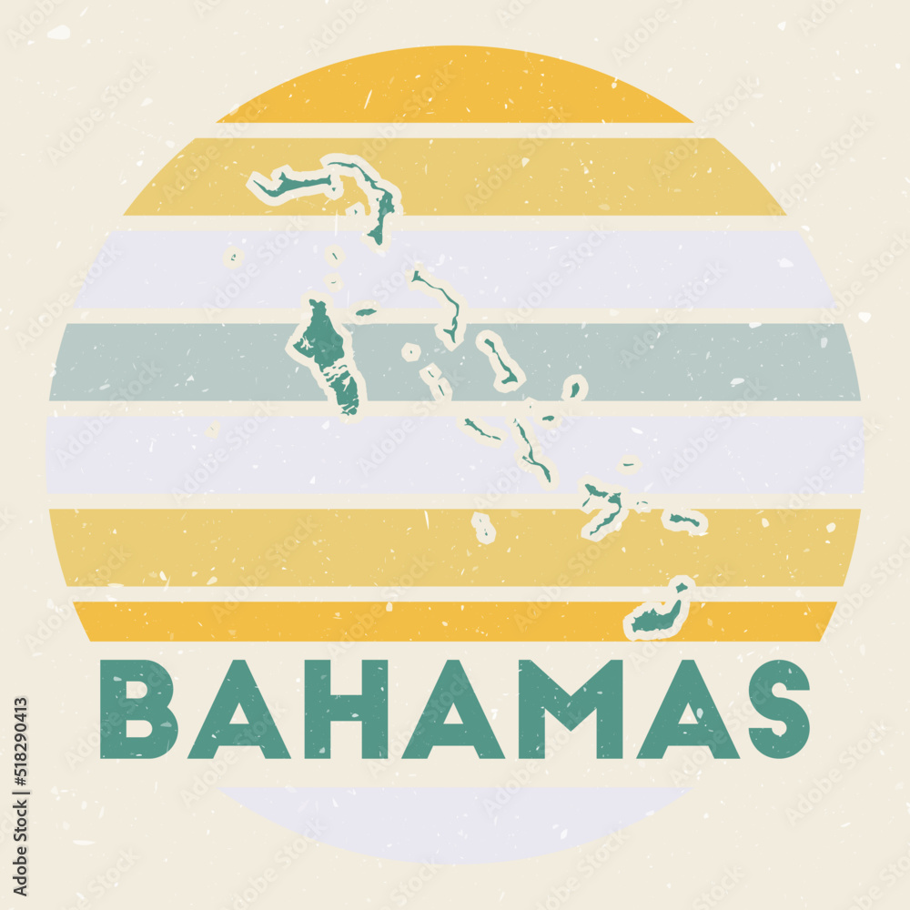 Bahamas logo. Sign with the map of country and colored stripes, vector ...