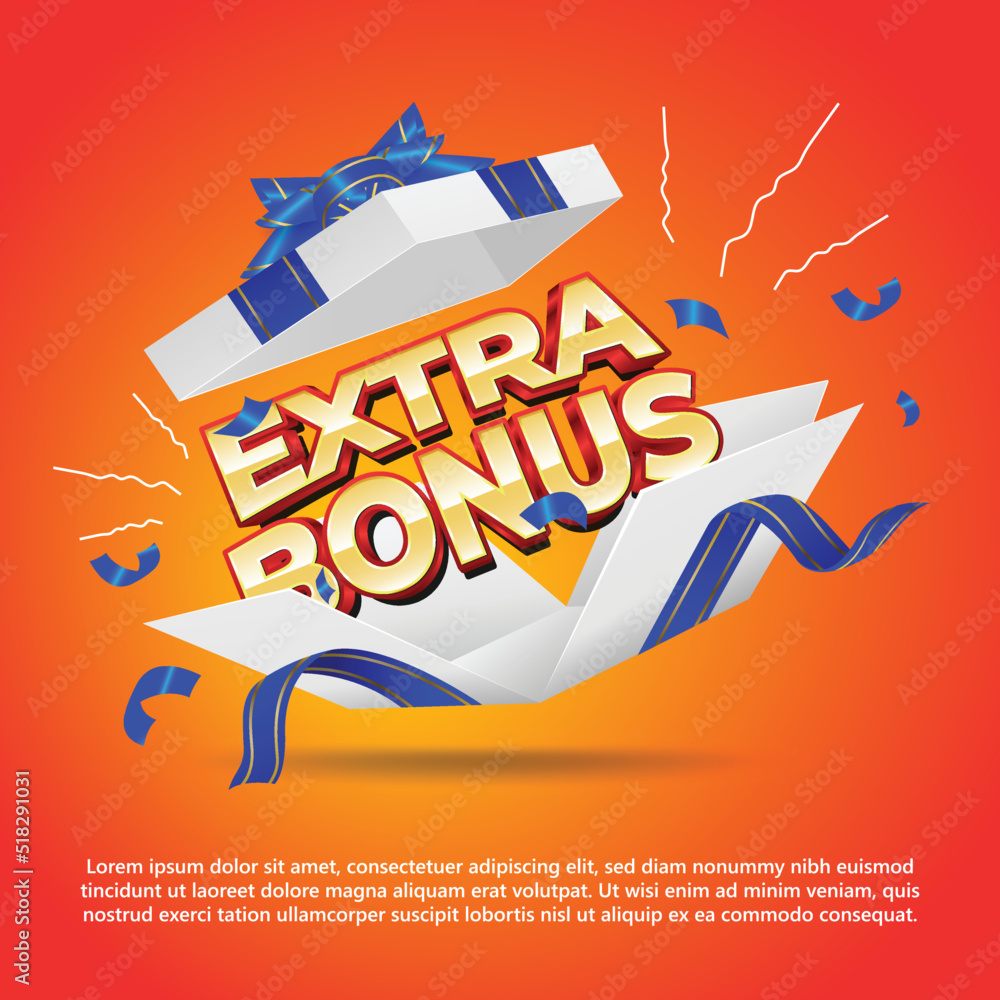 Extra bonus and surprise box with blue ribbon. social media Instagram ...