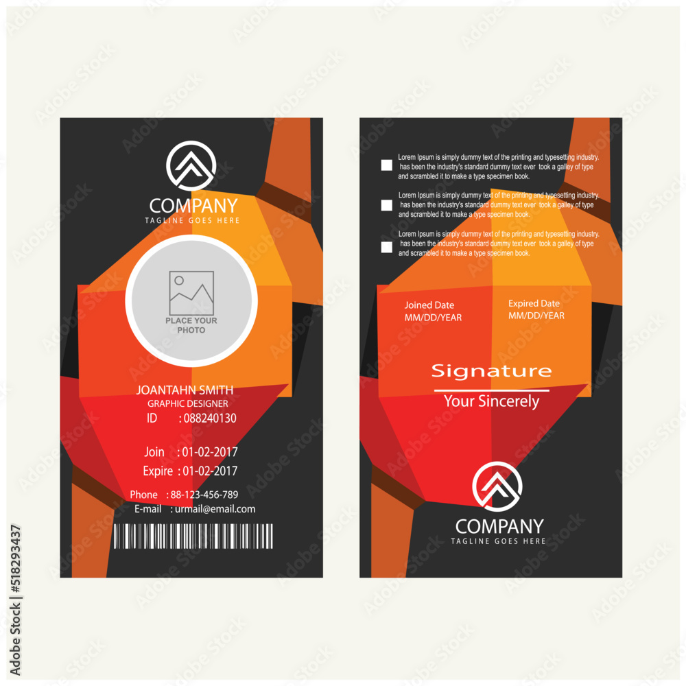 Creative Id Card, Professional Employee ID card, Flat Id Card, Modern ...