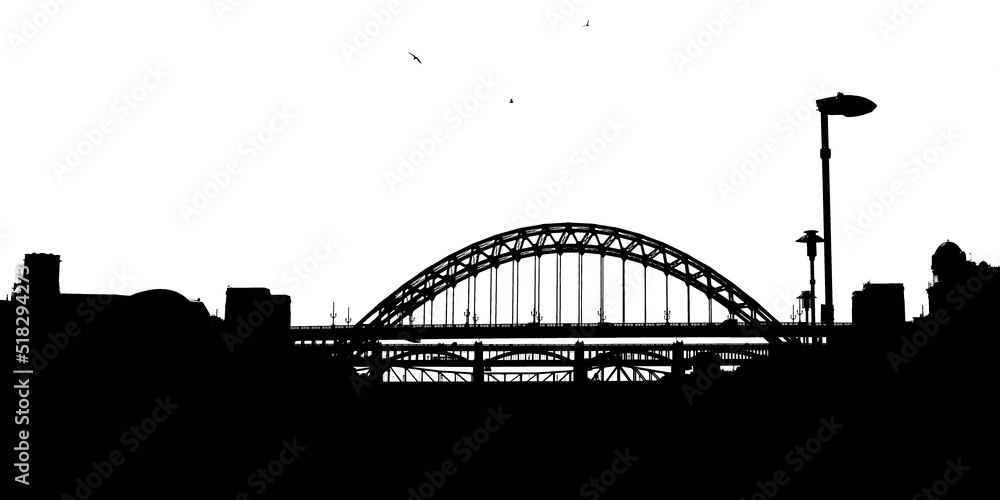 Abstract image of the Tyne Bridge. Black and white outline based on a ...