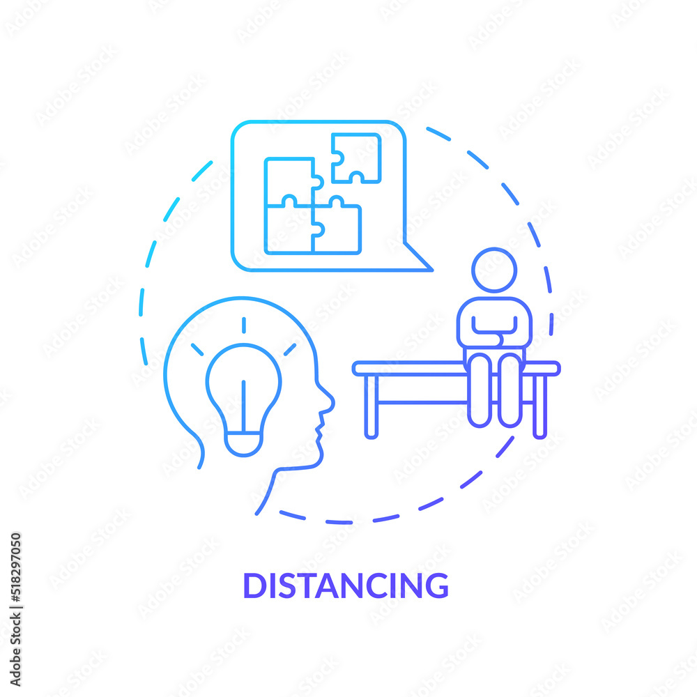 Distancing blue gradient concept icon. Adaptive strategy. Avoid ...