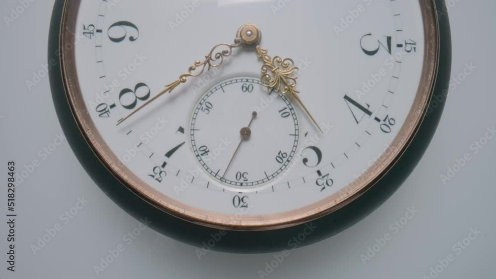 Antique pocket watch with a white dial and gold moving second, minute ...