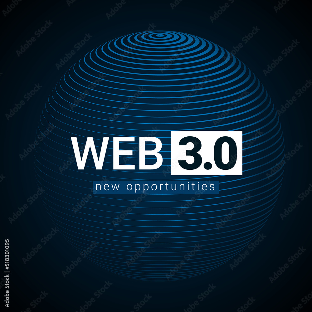 Web 3 world technology digital background. Web3 planet future internet ...