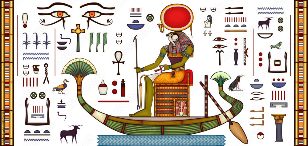 Poster Egyptian hieroglyph and symbolAncient culture sing and symbol ...