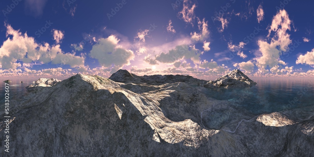 Mountain landscape, sunrise in the mountains, HDRI, environment map ...