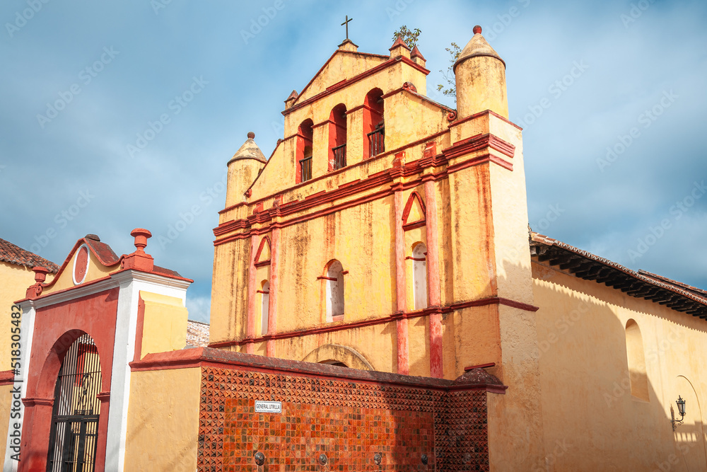San Cristóbal Cathedral in Central Park, San Cristobal de las Casas, a ...