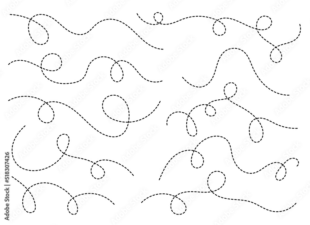 Hand Drawn Dotted Curved Line Shape Curved Line Icon Collection Hand Drawn Dotted Curved Line Shape Curved Line Icon Collection