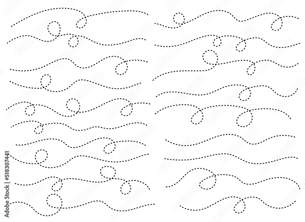 Hand drawn dotted curved line shape. Curved line icon collection ...