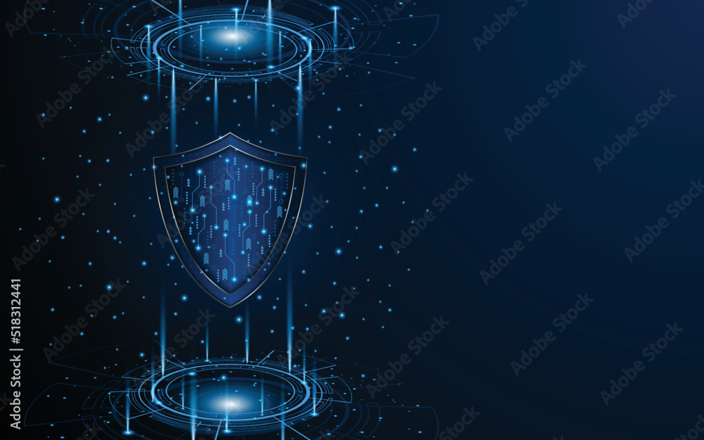 Abstract shield symbol. Cyber data protection and privacy concept ...