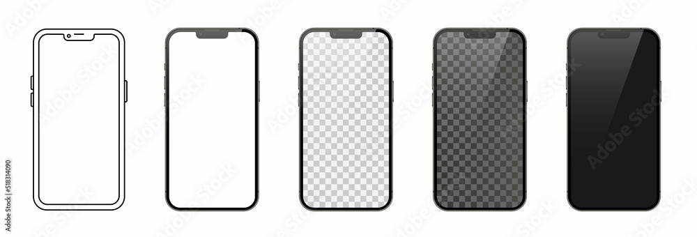 Realistic models smartphone. Mobile phone mockup vector. Perspective ...