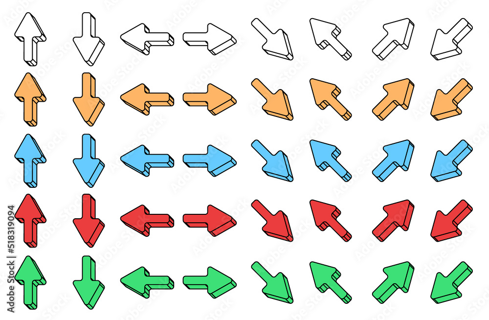 立体的な矢印のベクターイラストセット Stock ベクター | Adobe Stock
