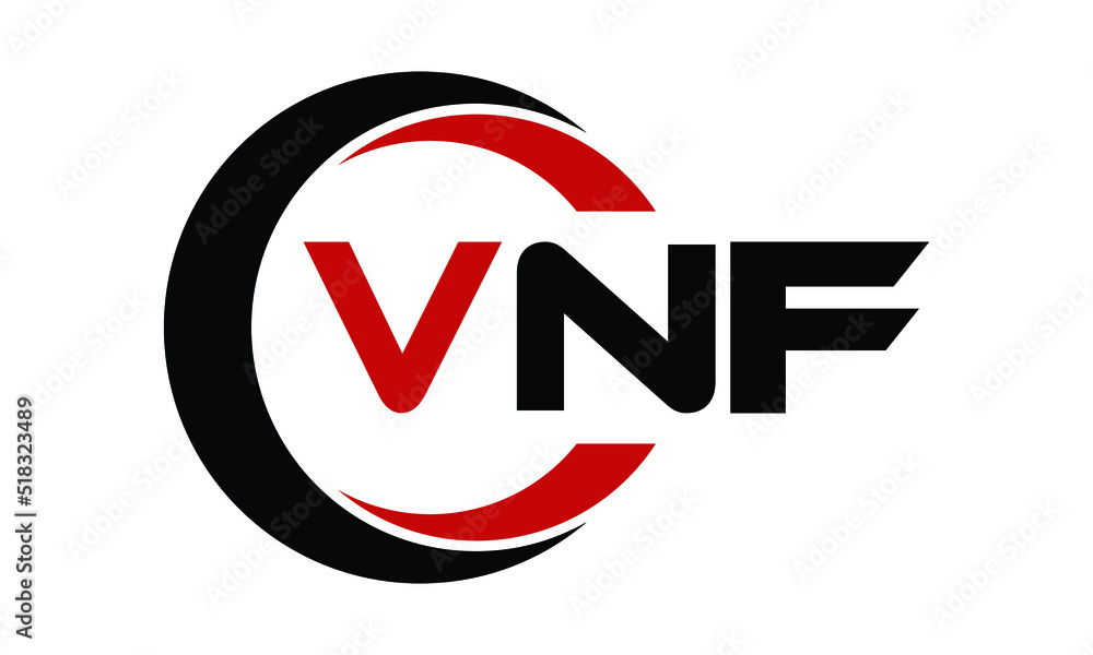 VNF swoosh three letter logo design vector template | monogram logo ...