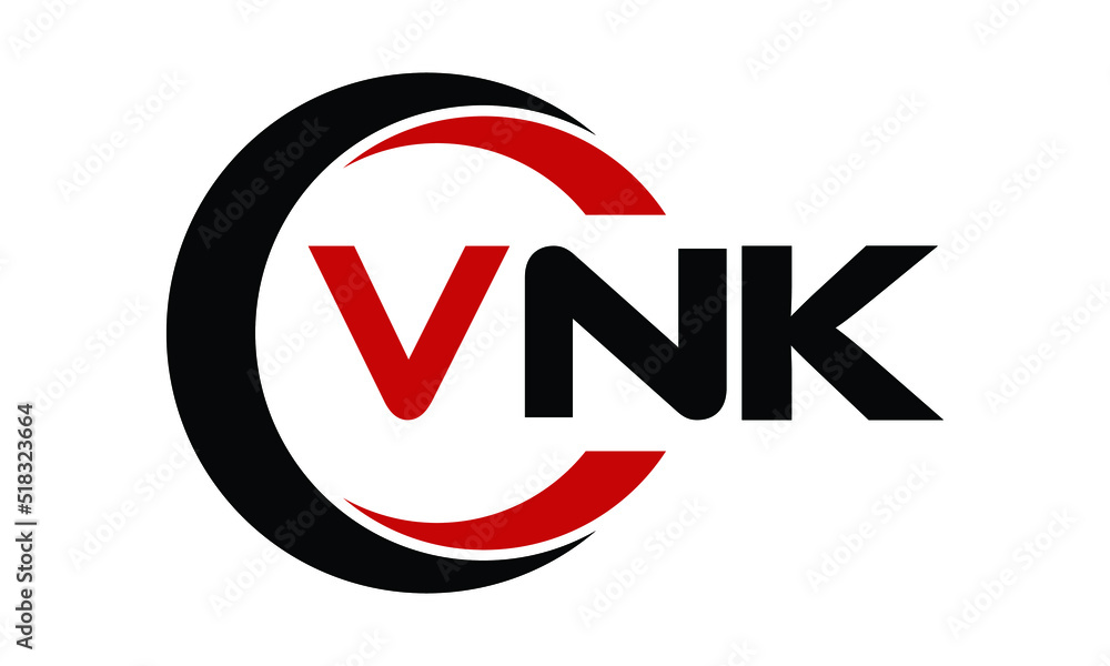 VNK swoosh three letter logo design vector template | monogram logo ...