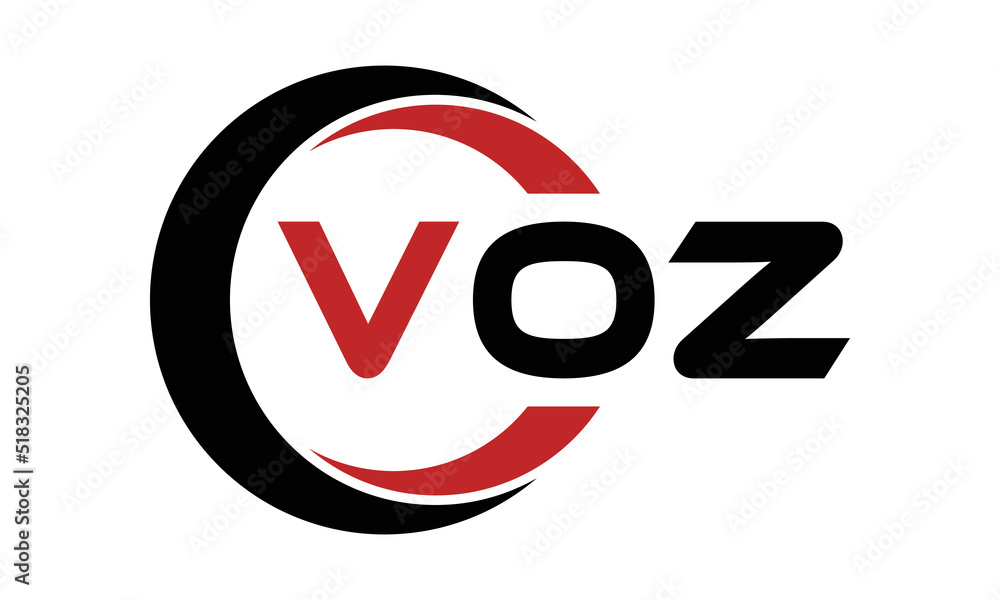 VOZ swoosh three letter logo design vector template | monogram logo ...