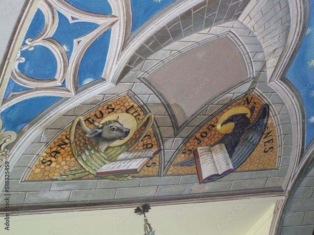 Detail of the ceiling of the Italian Chapel built by Italian prisoners ...