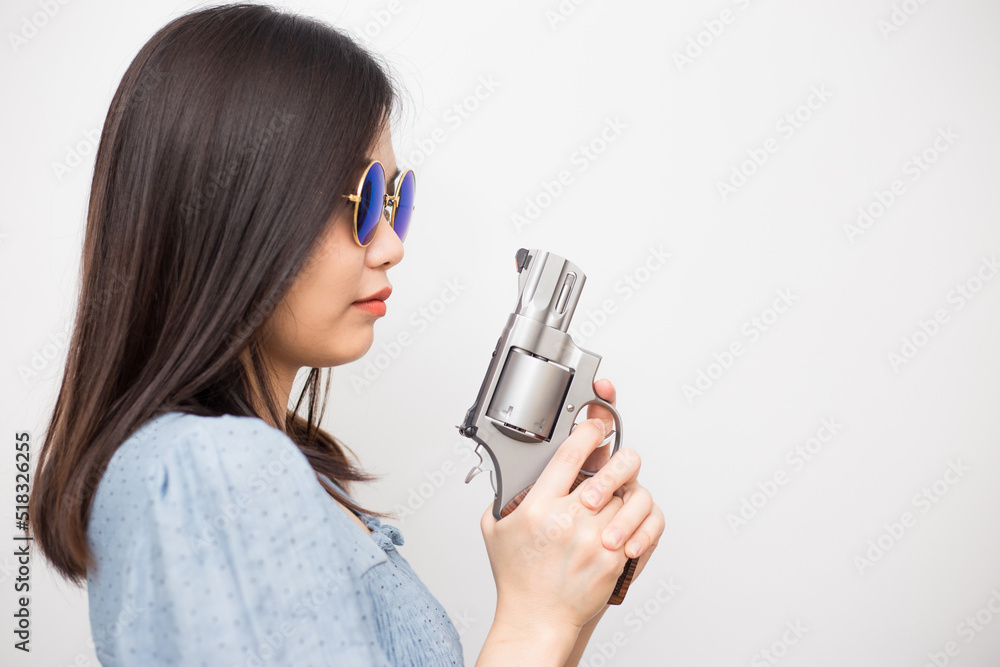Sexy dangerous beautiful women with .44 magnum revolver gun Stock Photo ...