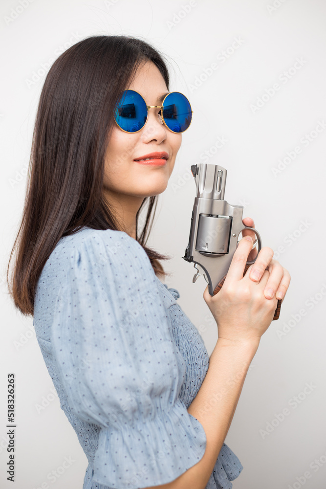 Sexy dangerous beautiful women with .44 magnum revolver gun Stock Photo ...