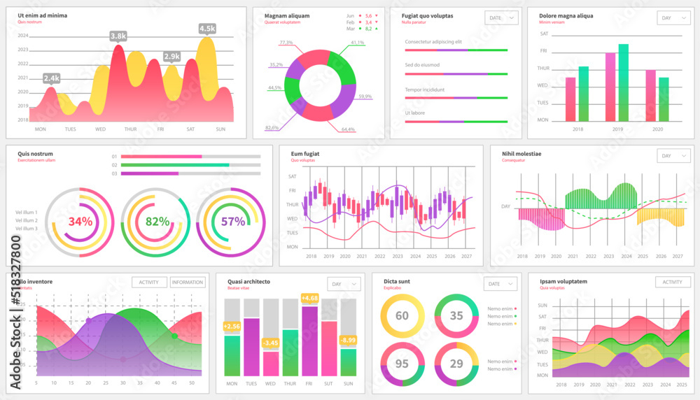 Infographic chart vector template. Annual statistics curve graph design ...