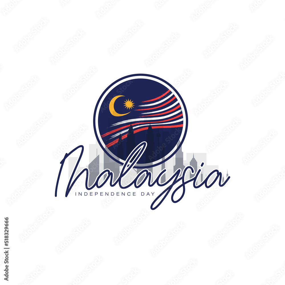 Hari Merdeka holiday event background with lettering and hand drawn ...