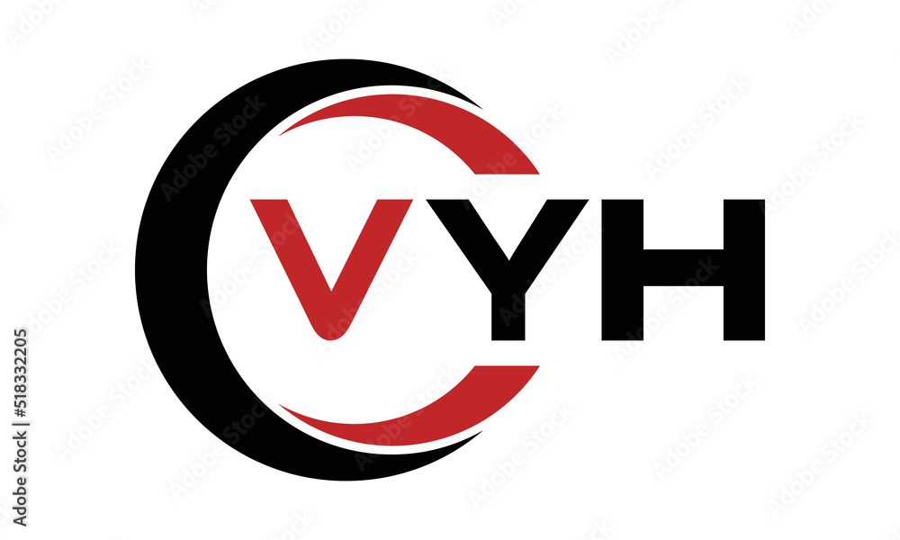 VYH swoosh three letter logo design vector template | monogram logo ...