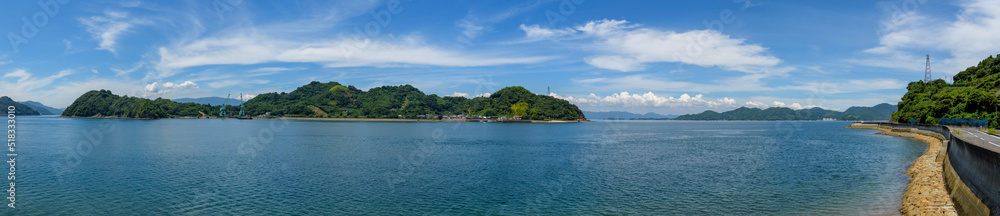 Coastal scenery of the Seto Inland Sea, Tobishima Seaway, Osaki ...