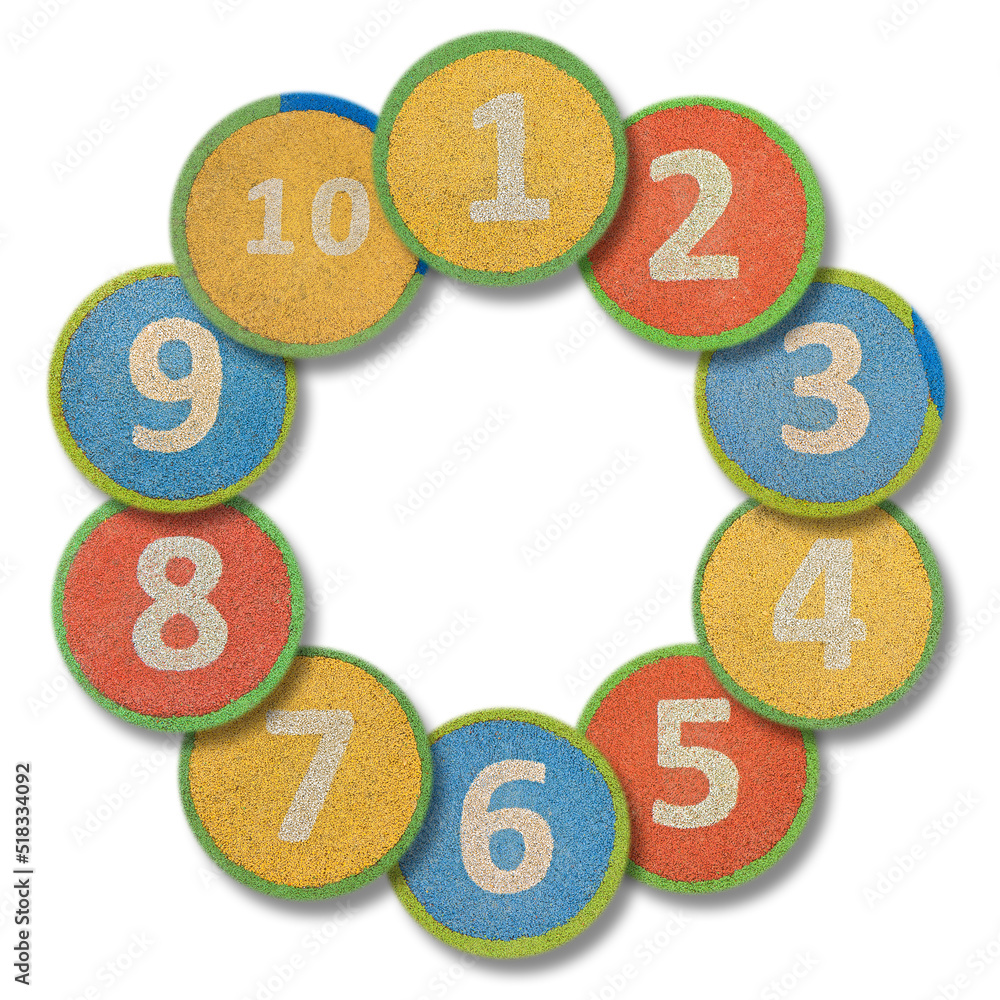 Numbers game from number 1 to number 10 on white background in a ...