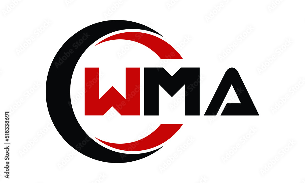 Vecteur Stock WMA swoosh three letter logo design vector template ...