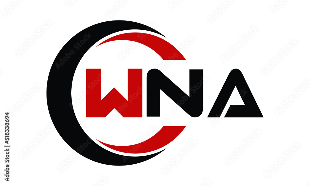WNA swoosh three letter logo design vector template | monogram logo ...