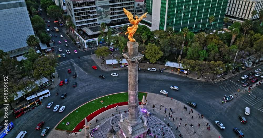 Mexico City Aerial v33 birds eye view fly around the iconic victory ...