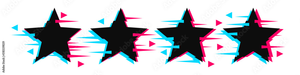 Rate us concept - 4 Glitch star rating isolated on white background ...