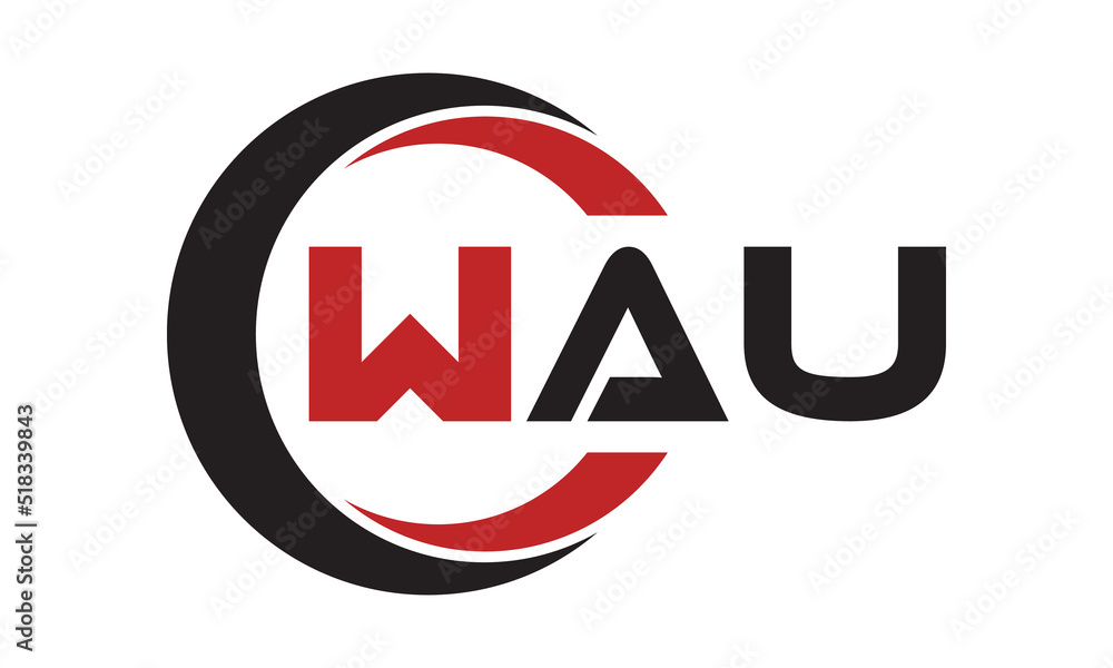 WAU swoosh three letter logo design vector template | monogram logo ...