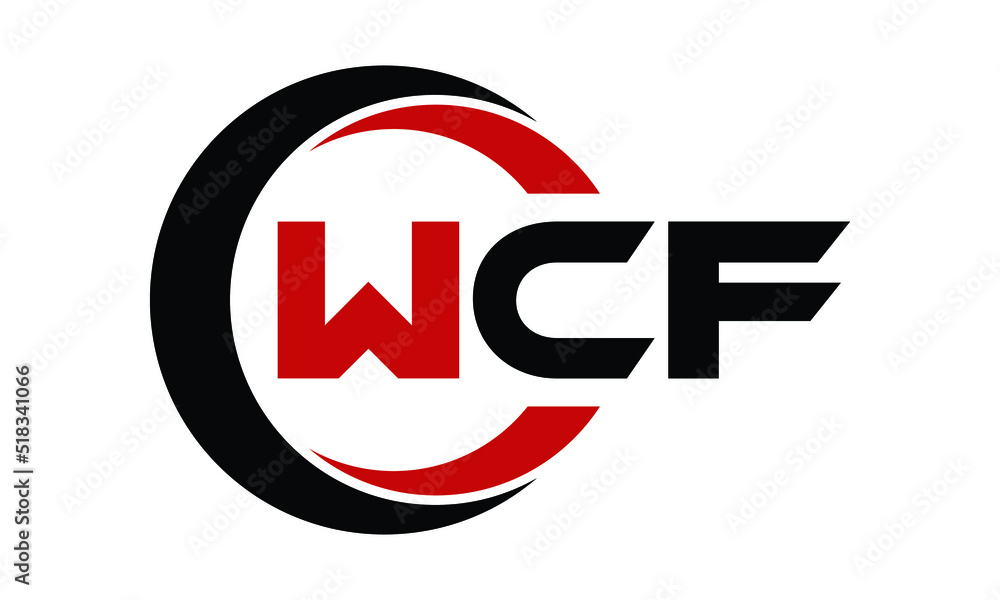 WCF swoosh three letter logo design vector template | monogram logo | abstract logo | wordmark ...